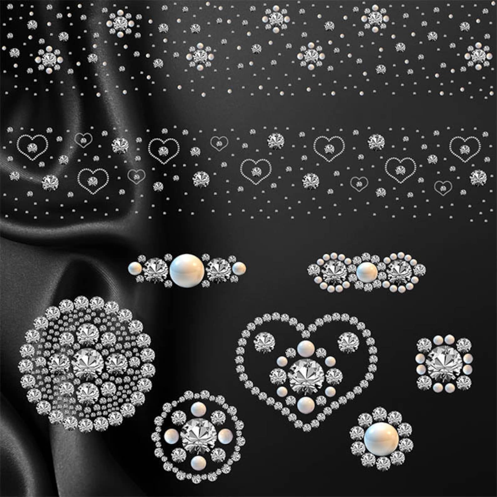 Diamonds and Pearls Jewelry & Borders 03 Clip Art gemstone - 16 PNG ...