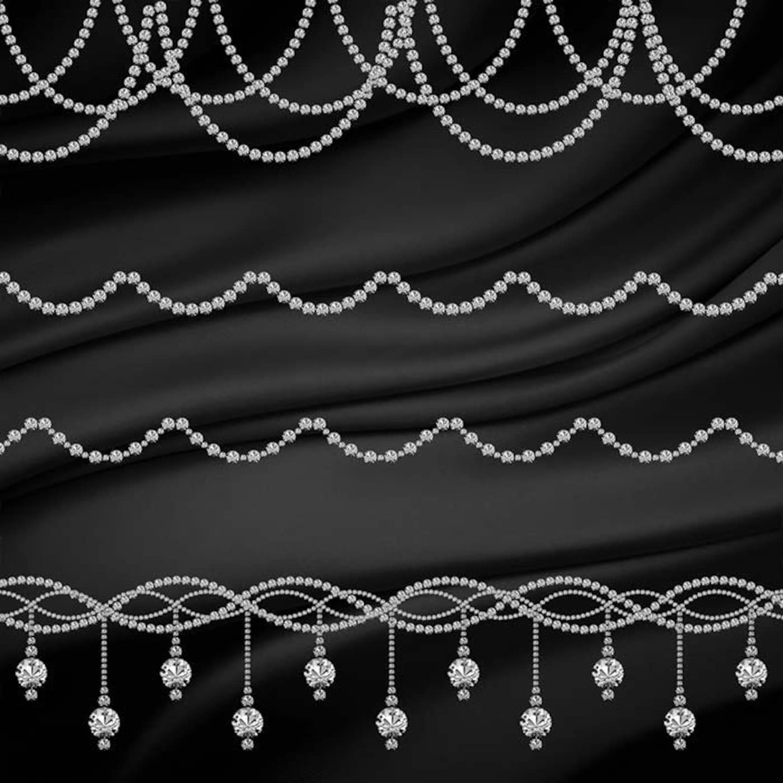 Luxury Diamonds & Pearls Borders Clip Art Gemstone - 25 PNG Transparent ...