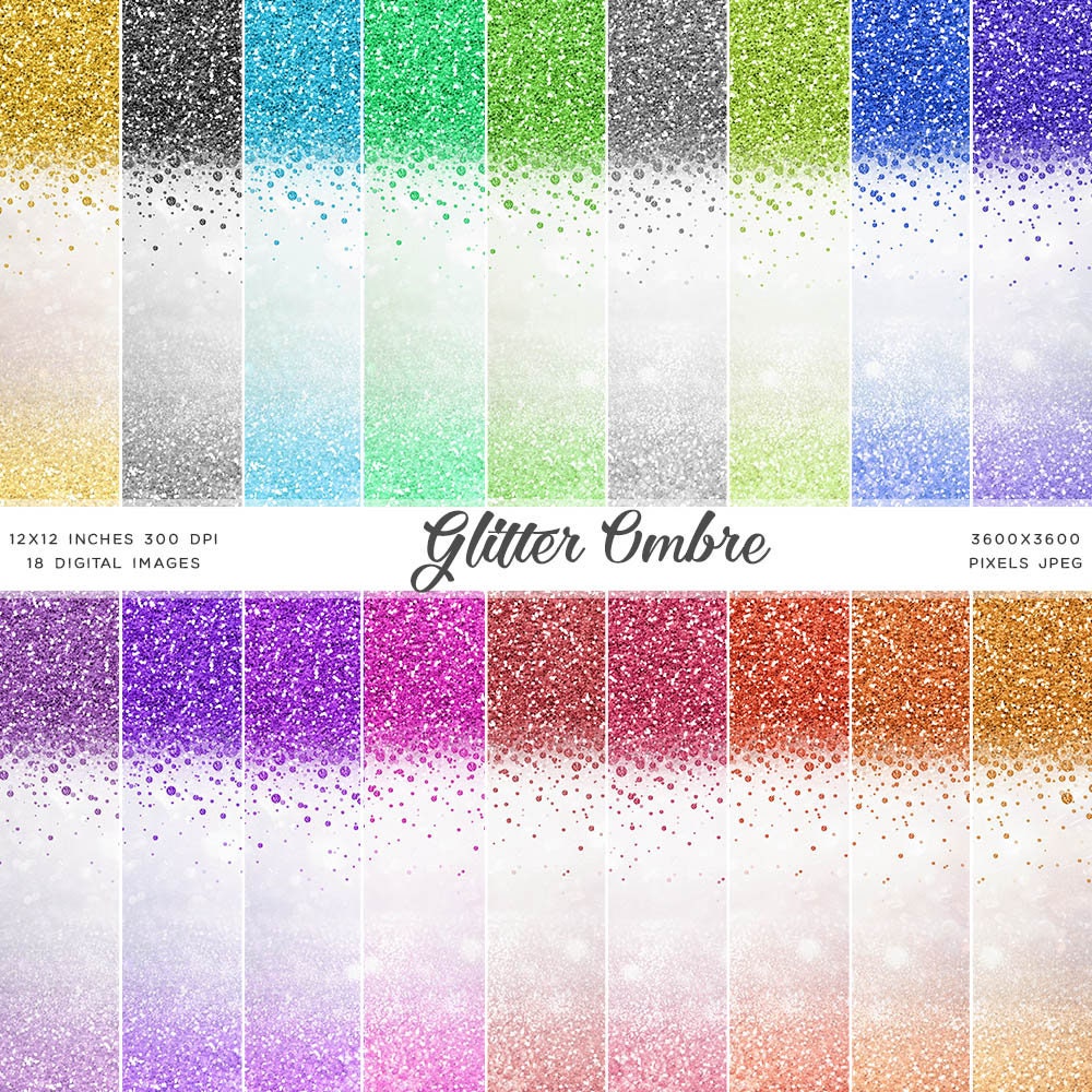 Glitter Ombre Digital Paper Clip Art Instant Download - Etsy