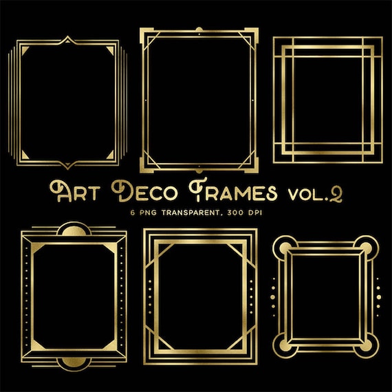 Art Deco Frames Volume 2 Clip Art Gold Frames 6 PNG | Etsy