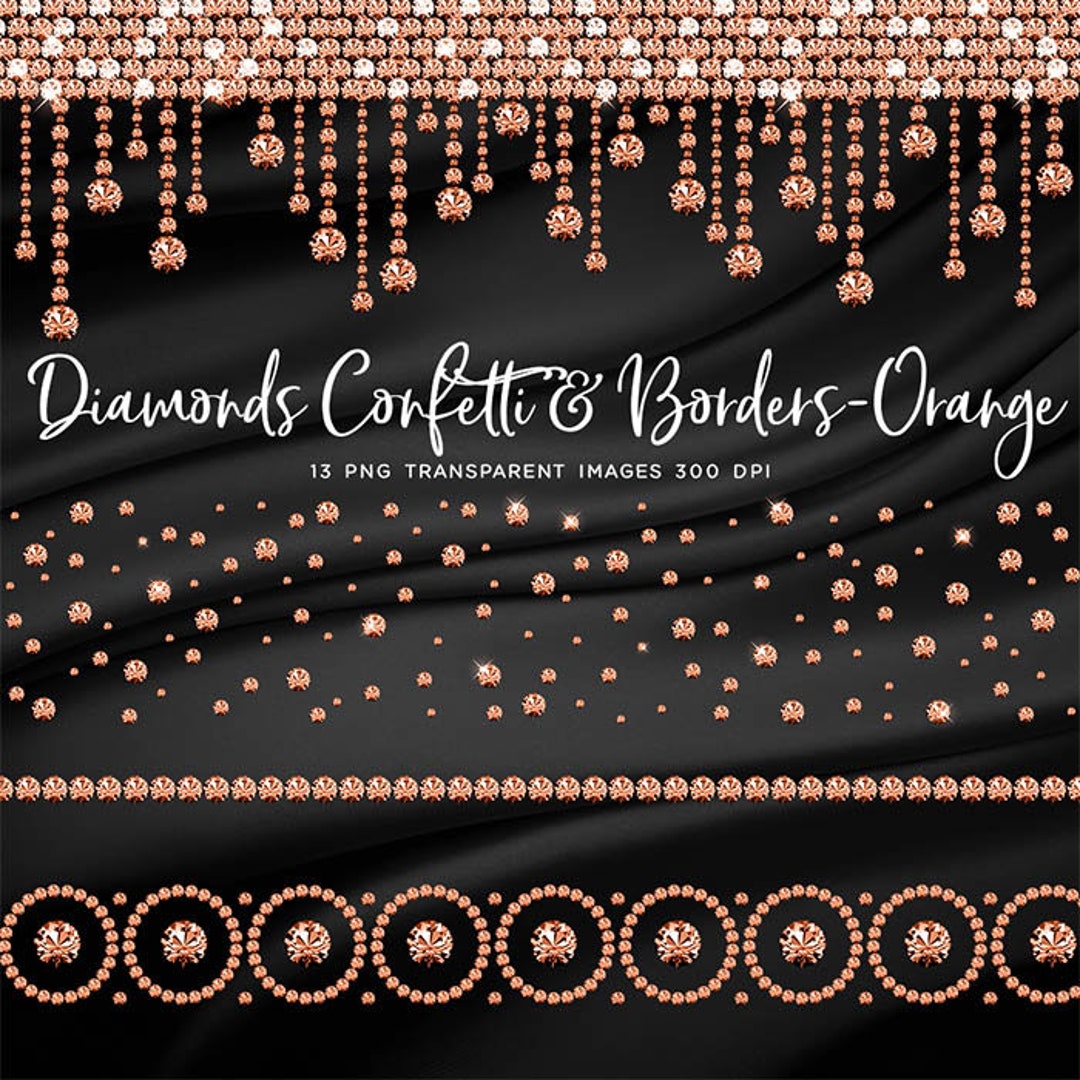 Diamonds Confetti & Borders Orange - Clip Art Gemstone - 13 PNG ...