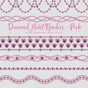 Diamonds Heart Borders (pink Diamond) Clip Art Gemstone - 10 PNG ...
