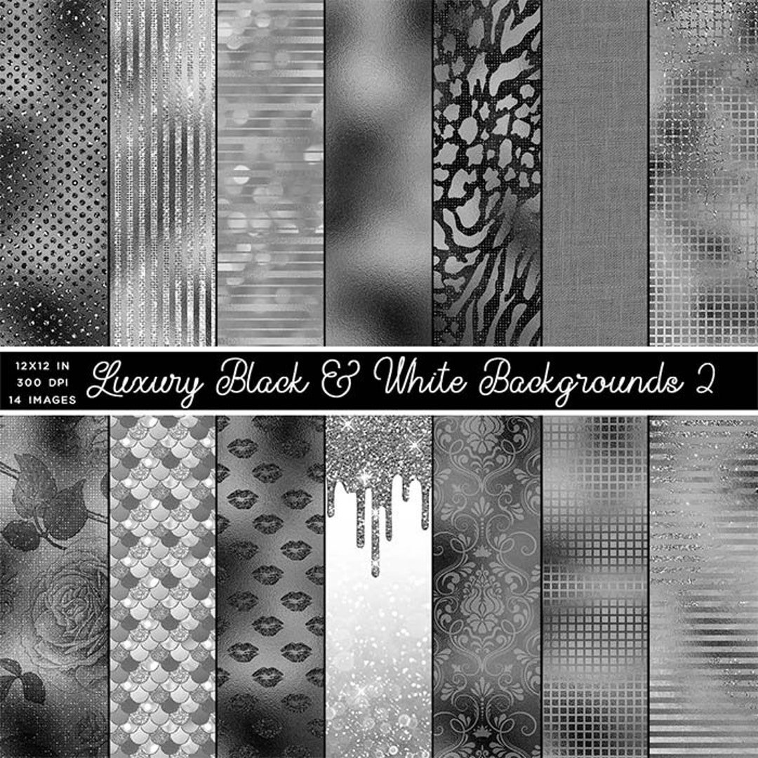Luxury Black and White Backgrounds Vol2 Glitter Foil Texture Digital ...