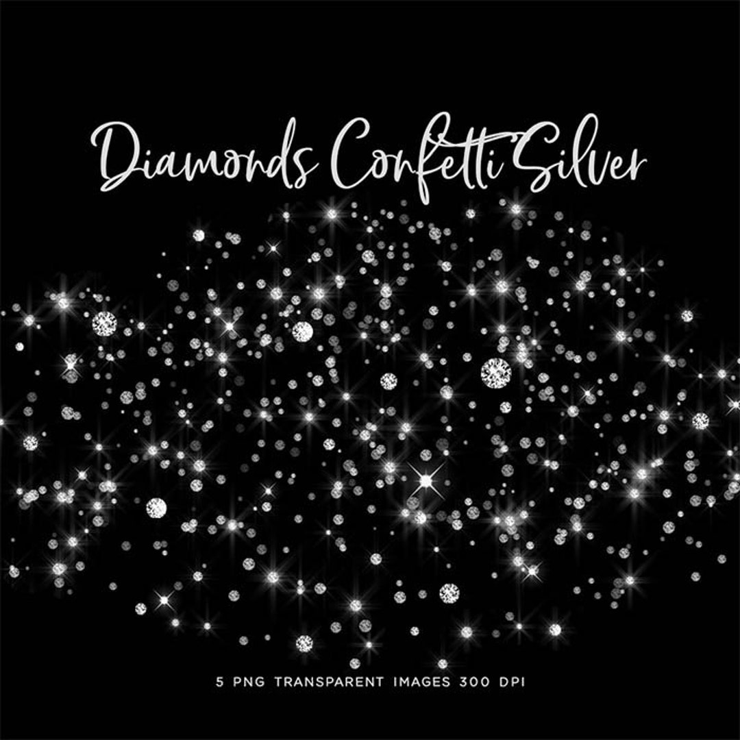 Diamonds Confetti Silver Color - Sparkly 5 PNG Transparent Overlays ...