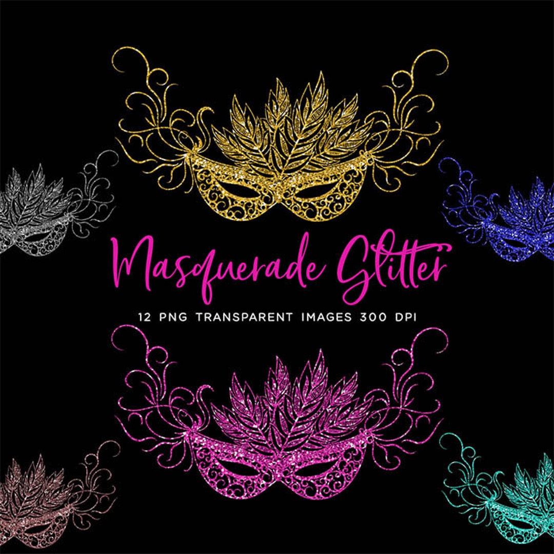 Masquerade Glitter Texture Decoractive Face Mask - 12 PNG Transparent ...