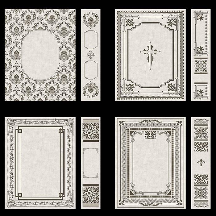 Ornate Book Covers With Spine Vol 4 Creme Linen & Dark Brown Frames ...