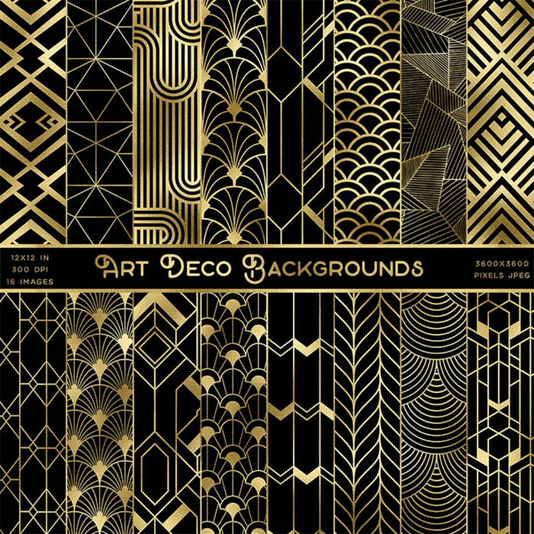 Art Deco Gold and Black Backgrounds - 16 Backgrounds Jpegs High ...