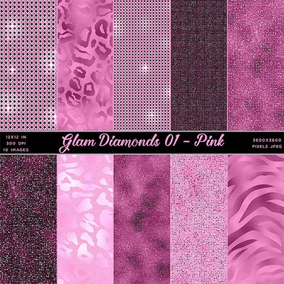 Glam Diamonds 01 Pink Glitter Texture Digital Paper Animal - Etsy