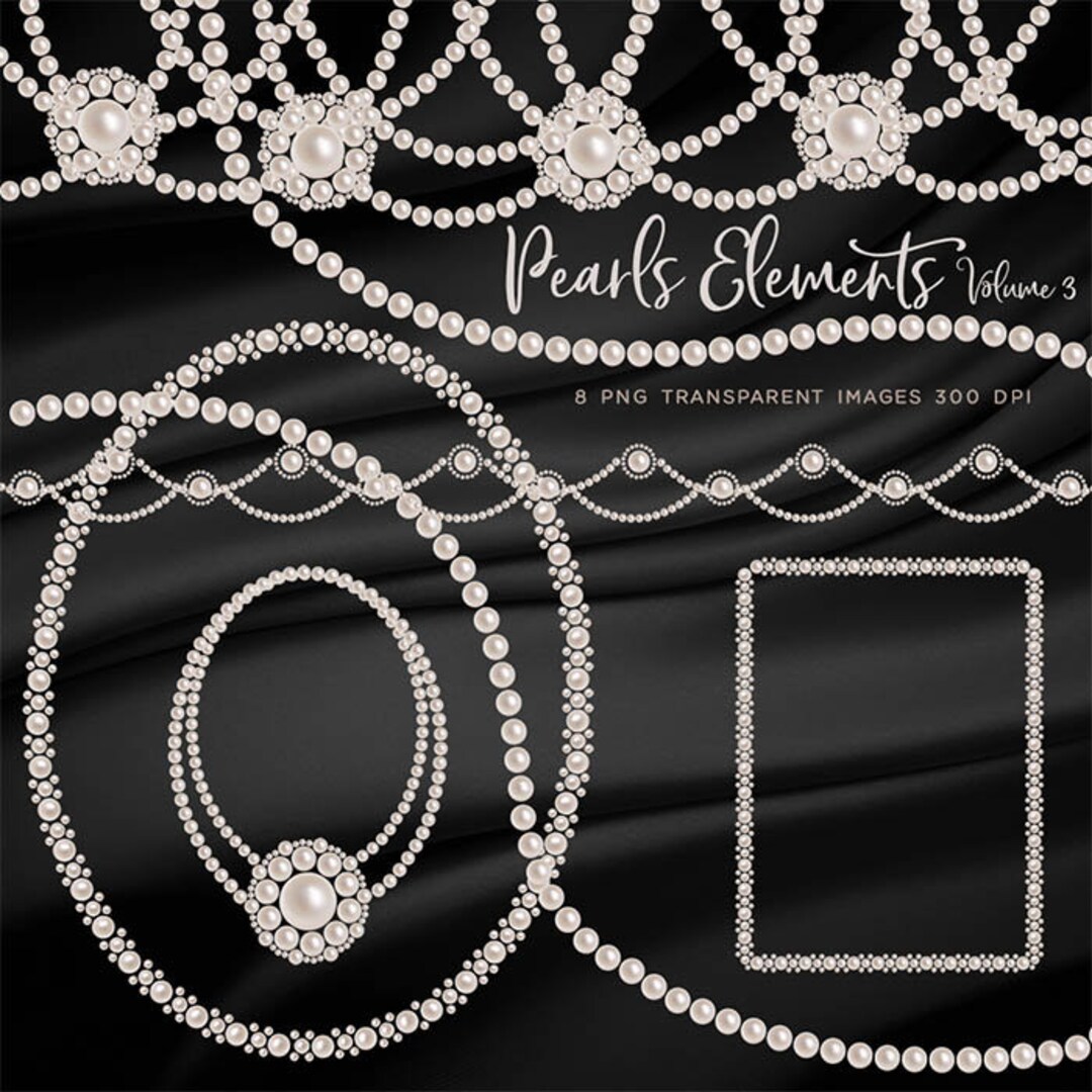 Luxury Pearls Elements Volume3 Clip Art Gemstone Pearl Frame - 8 PNG ...
