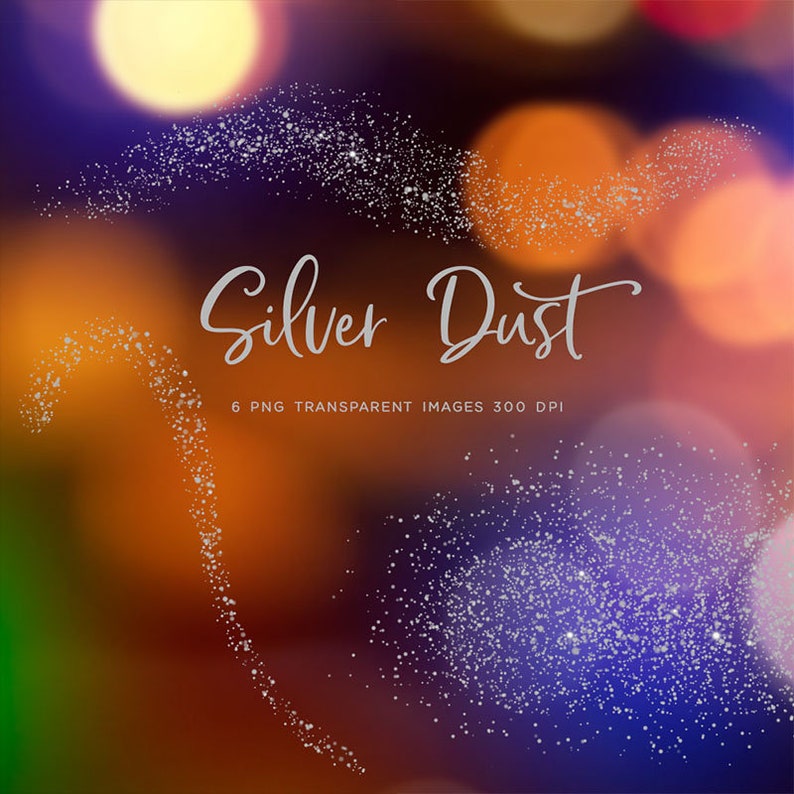 Silver Dust 01 - 6 PNG Transparent Overlays High Resolution - Instant ...