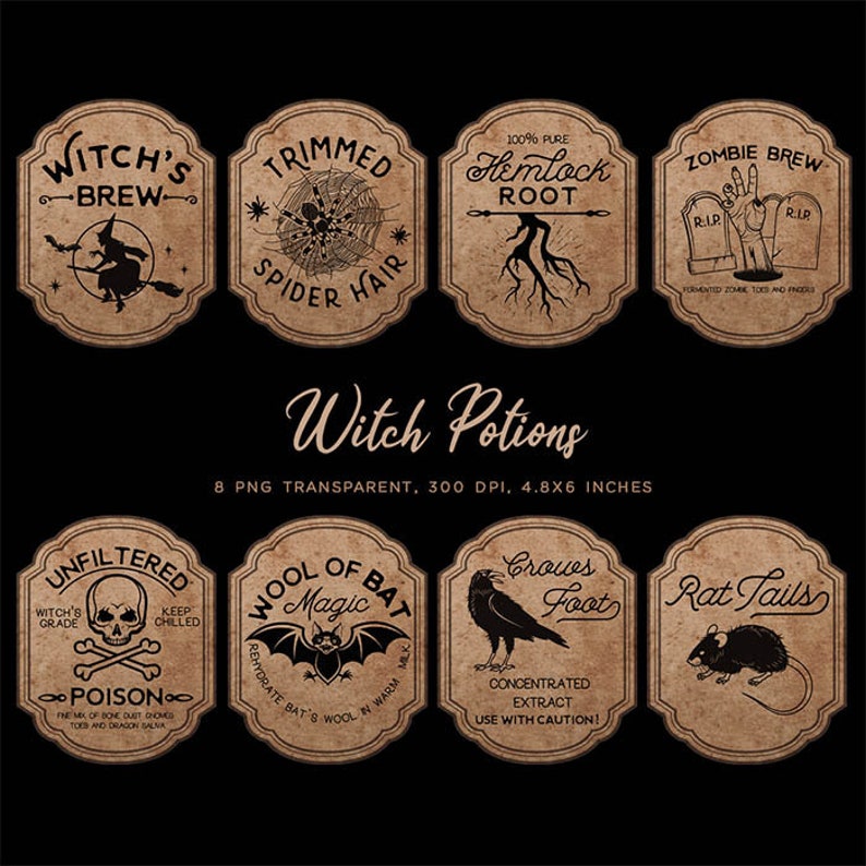 Witch Apothecary Labels Magic Potion Ingredient Labels - Etsy