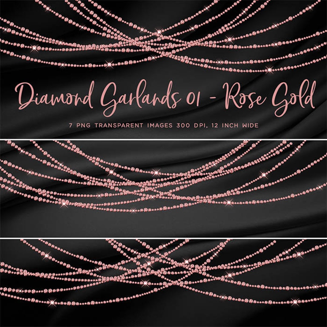 Diamond Garlands Rose Gold Clip Art Diamonds Hanging Gemstone - 7 PNG ...