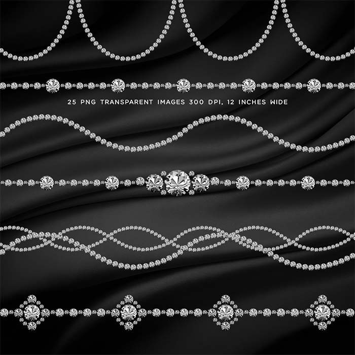 Luxury Diamonds & Pearls Borders Clip Art Gemstone - 25 PNG Transparent ...