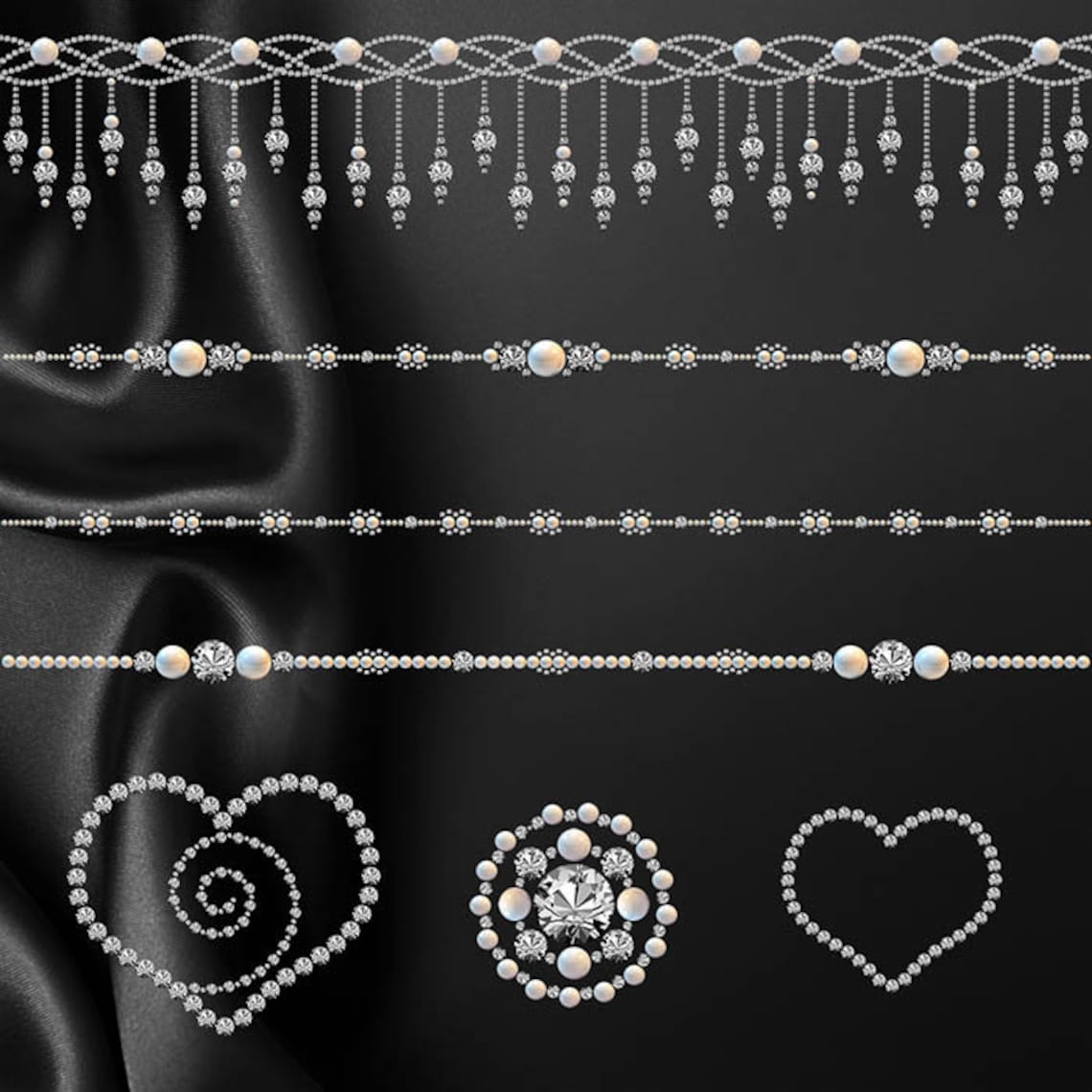Diamonds and Pearls Jewelry & Borders 03 Clip Art gemstone - 16 PNG ...