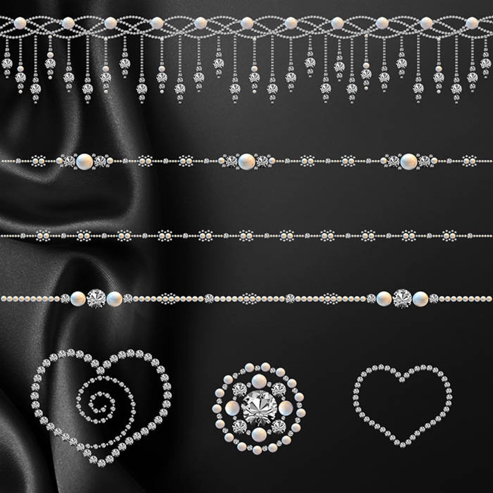 Diamonds and Pearls Jewelry & Borders 03 Clip Art Gemstone - 16 PNG ...