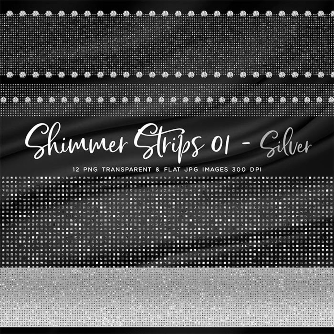Shimmer Strips in Silver Glitter Texture - 12 PNG Transparent Images ...