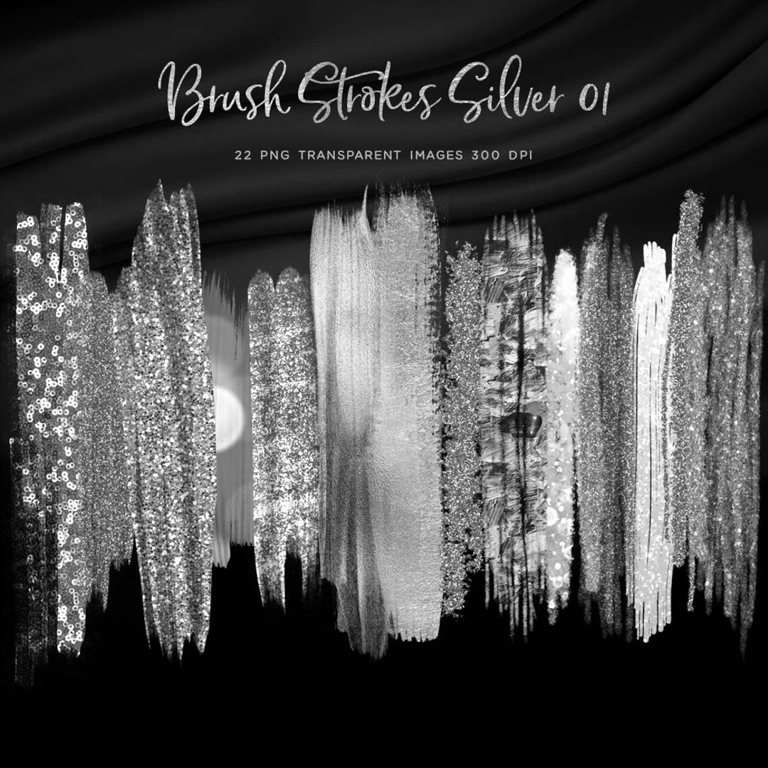 Brush Strokes Silver 01 - Silver Glitter Lights Bokeh Sequins Textures ...