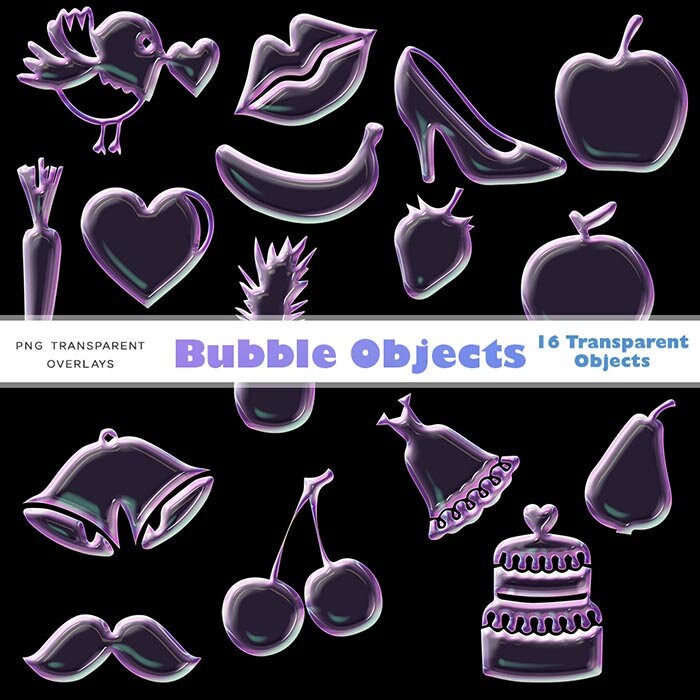 Bubble Objects 01 - 16 Transparent Objects With Bubble Effects - Lips ...