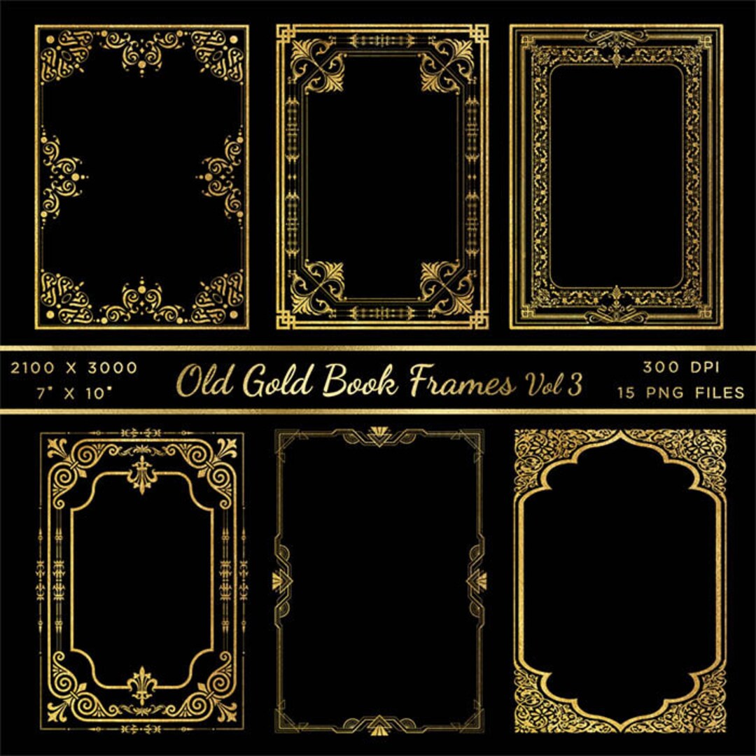 Old Gold Book Frames Vol 3 Ornate Frames 15 High Resolution Transparent ...