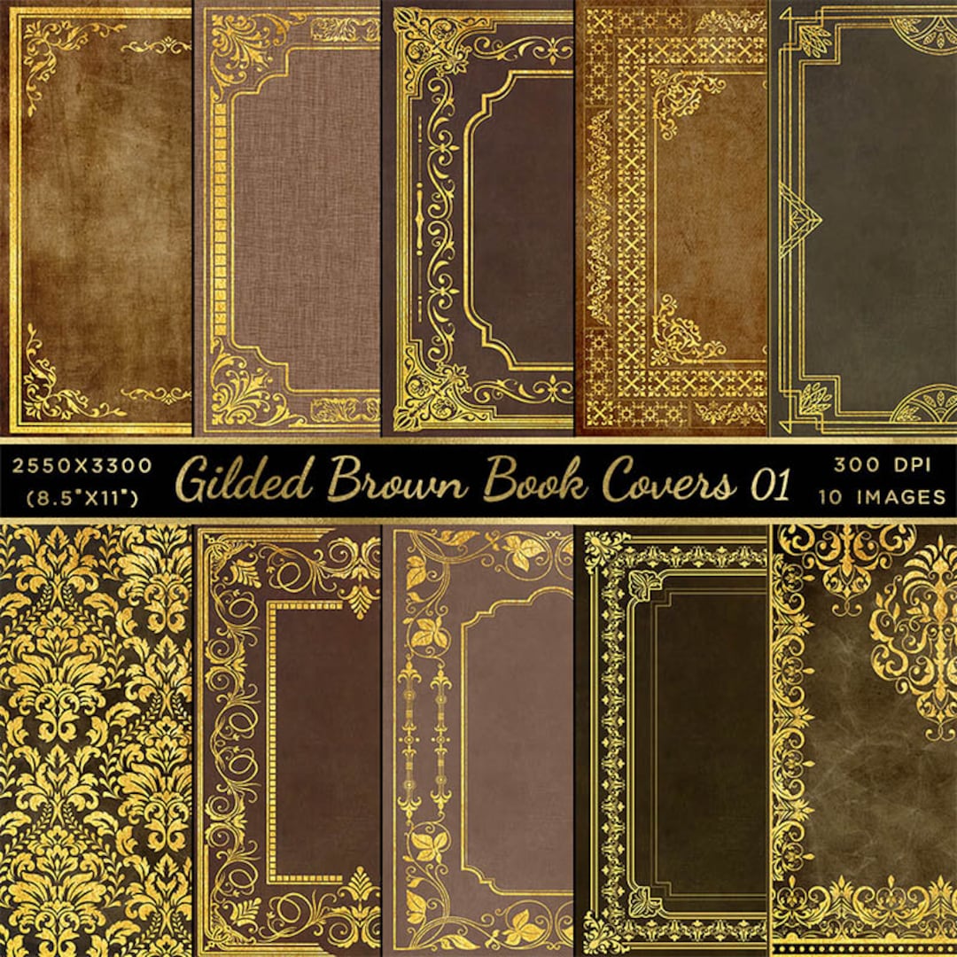 Gilded Brown Book Covers With Gold Designs With Spine Vol 1 - 20 High ...