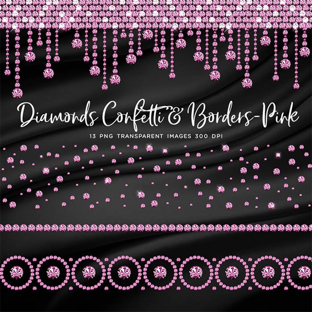Diamonds Confetti & Borders Pink - Clip Art Gemstone - 13 PNG ...