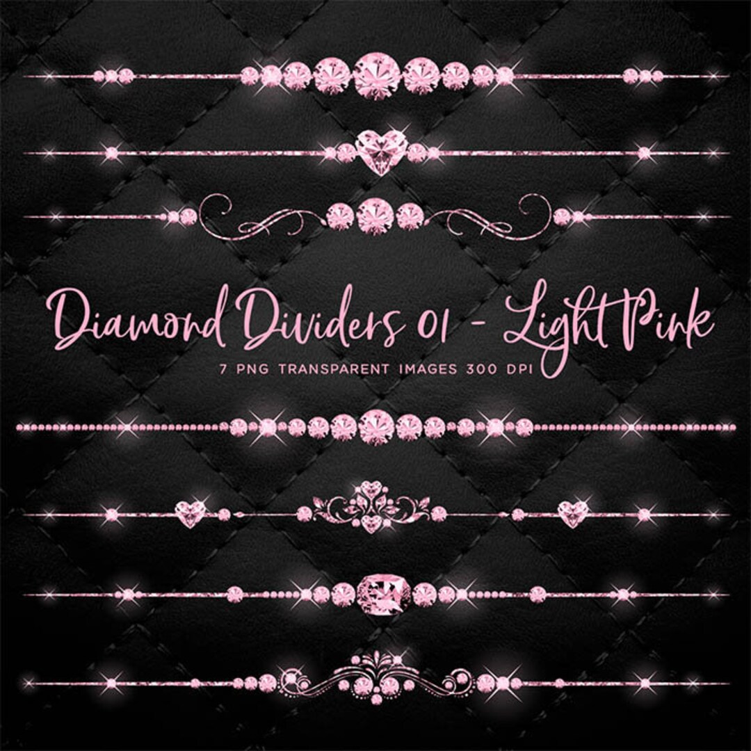 Light Pink Diamond Dividers Clip Art Gemstone - 7 PNG Transparent ...