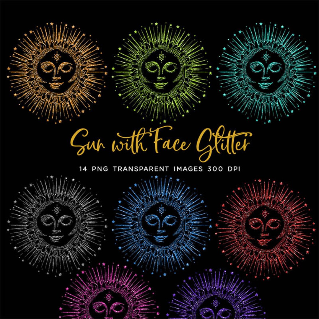 Sun With Face Glitter Texture 14 PNG Transparent Images High Resolution ...
