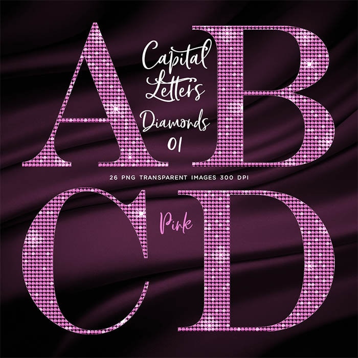 Pink Diamond Alphabet Font - Etsy