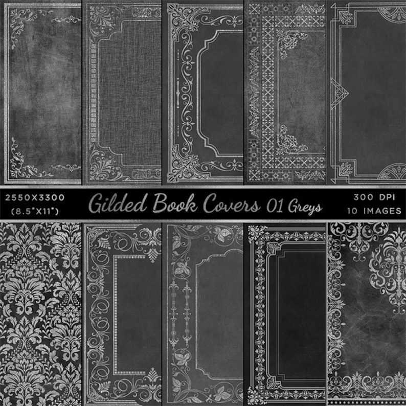 Gilded Book Covers Greys With Spine Vol 1 - 20 High Resolution Images ...