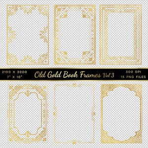 Old Gold Book Frames Vol 3 Ornate Frames 15 High Resolution Transparent ...