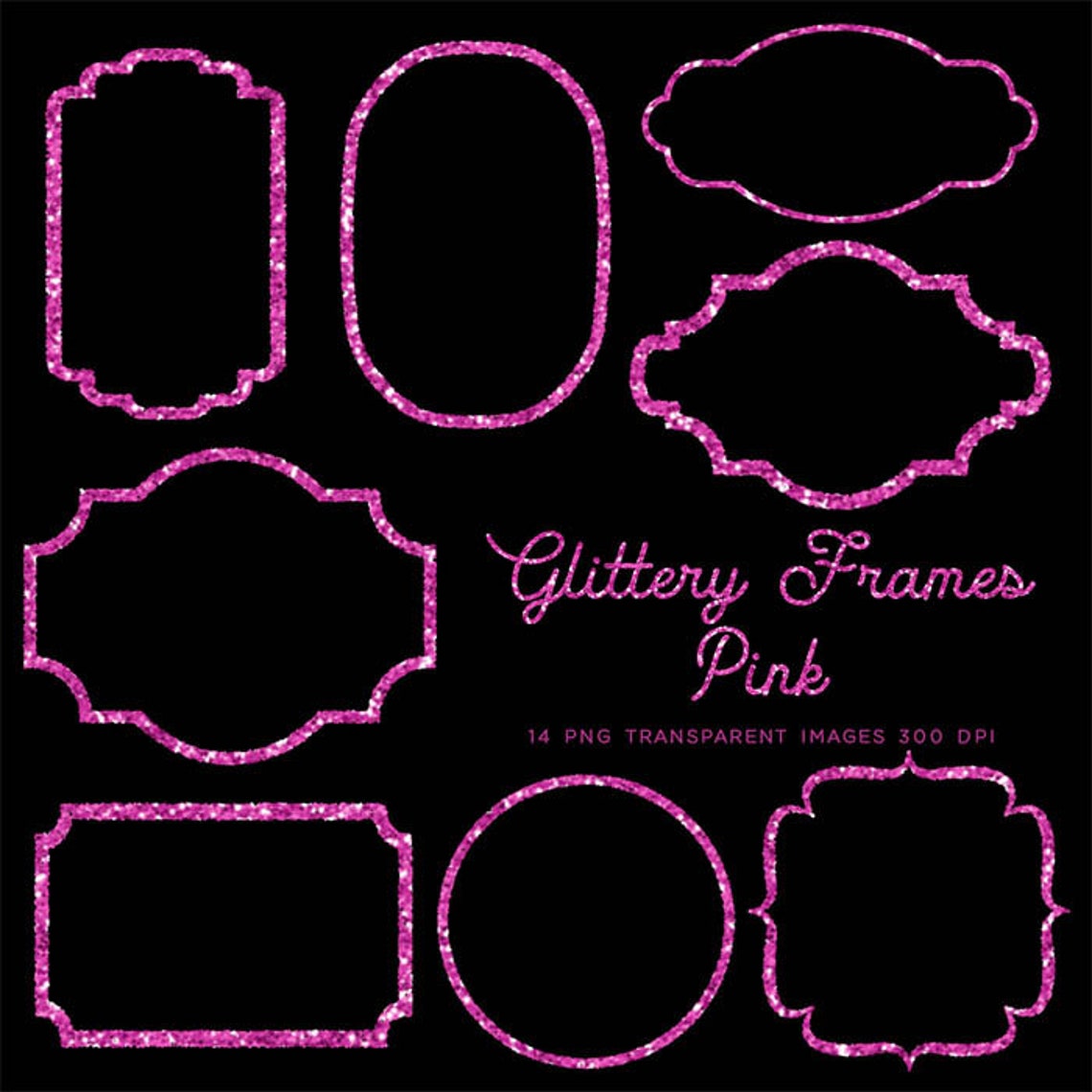 Glittery Frames 1 Pink Sparkly Glitter 14 PNG Transparent | Etsy