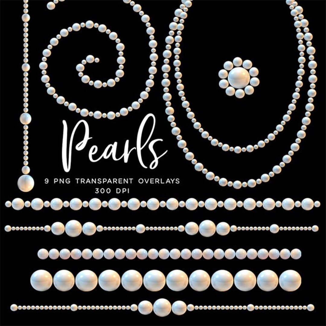 Luxury Pearls Clip Art Gemstone - 9 PNG Transparent Overlays High ...