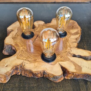 Flush Mount Live Edge Olive Wood Slab Pendant Chandelier, Rustic ...