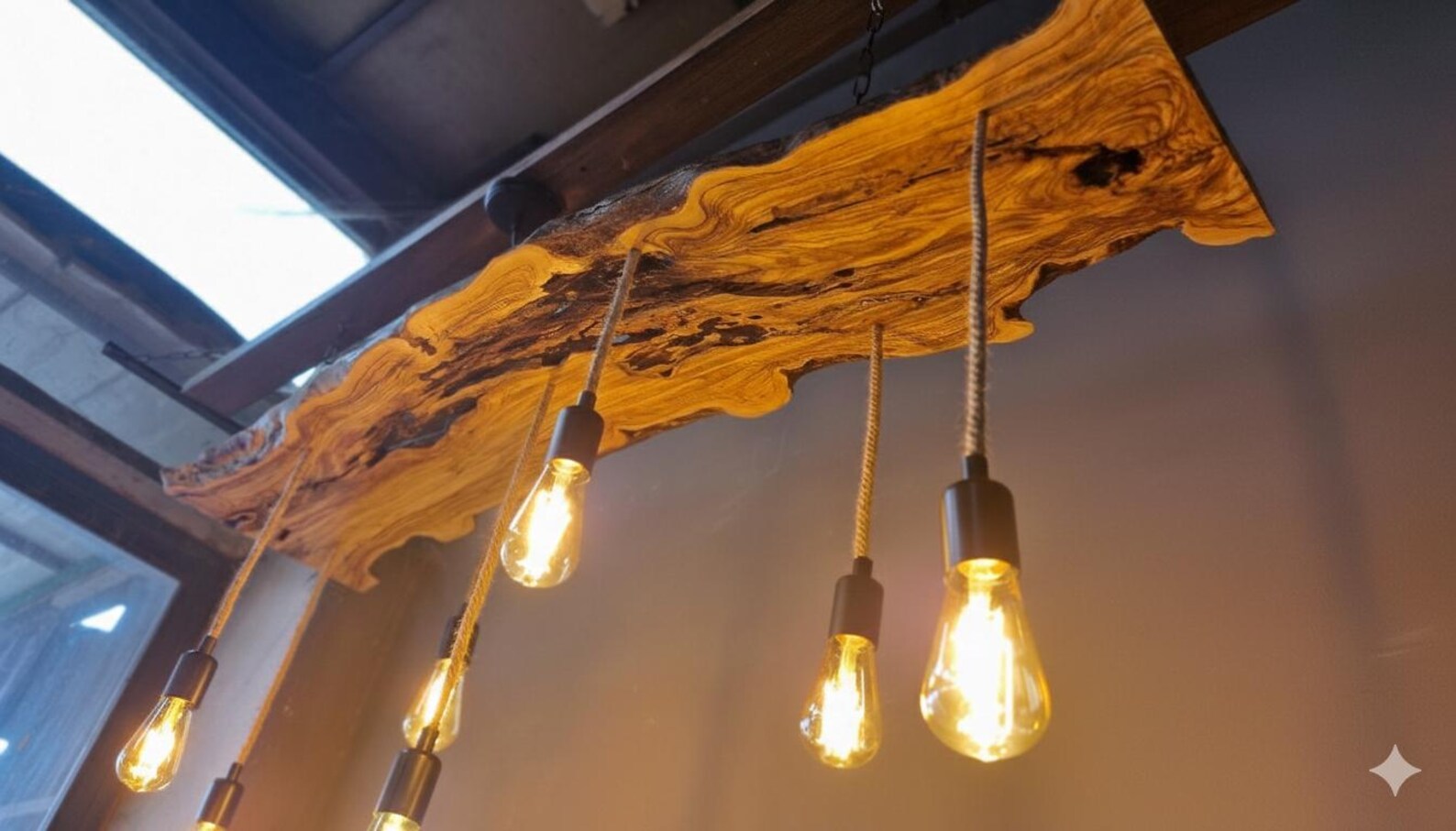 Live Edge Olive Wood Light Fixture for Kitchen Island, Rustic Unique ...