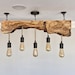 Olive Wood Chandelier for Low Ceiling, Live Edge Rustic Pendant Light ...