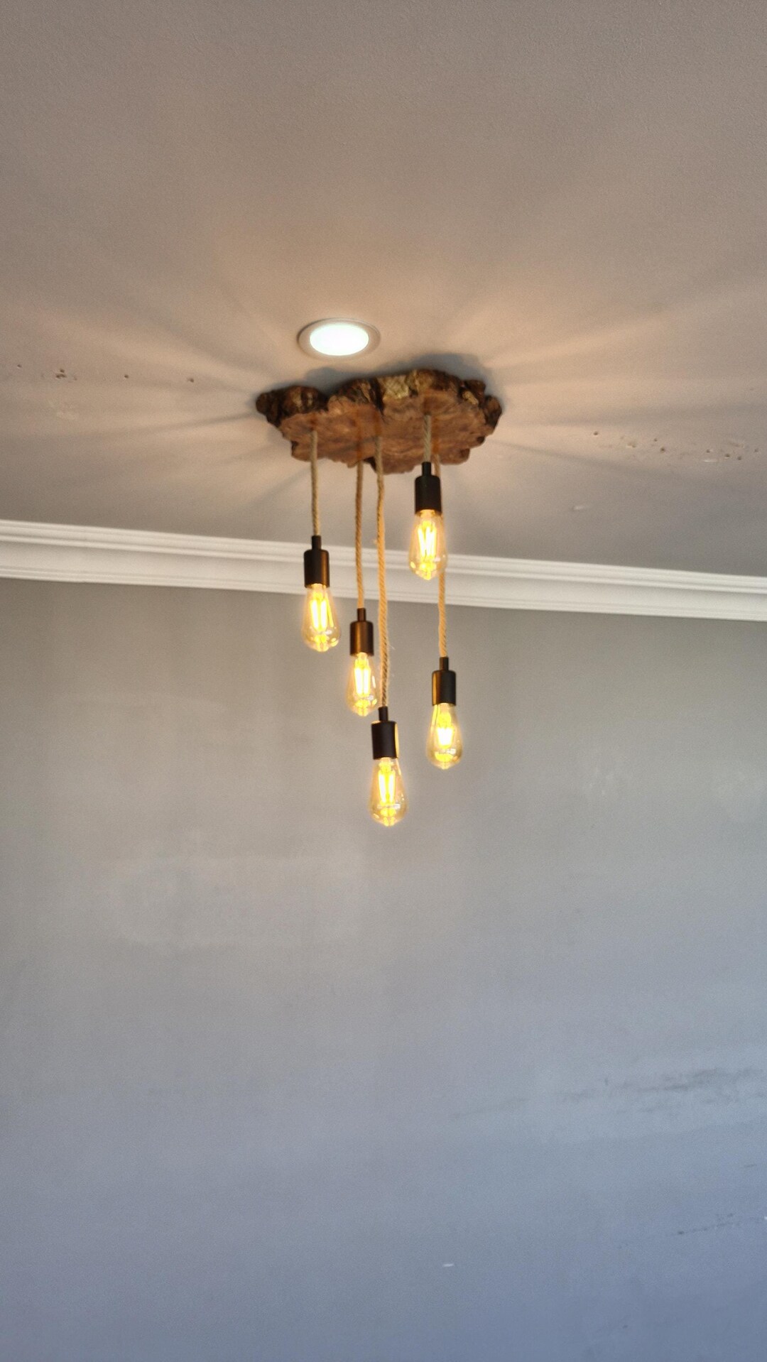 Live Edge Olive Wood Lighting Fixture for Dining Table and Kitchen ...