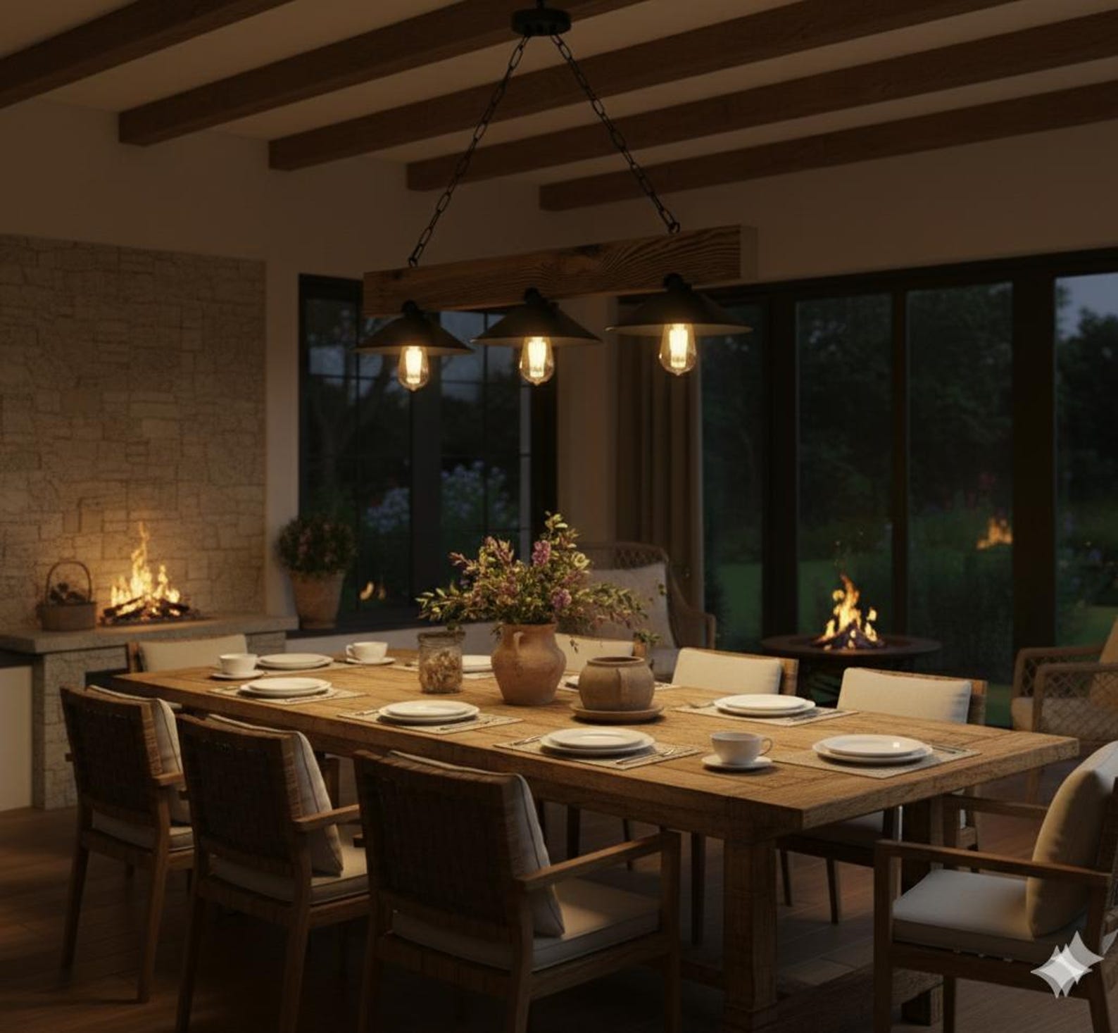 Rustic Wooden Light Fixture for Dining Table, Farmhouse Chandelier for ...