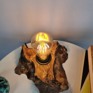 Live Edge Olive Wood Table Lamps, Wooden Burl Desktop Lamps, Curl Wood ...