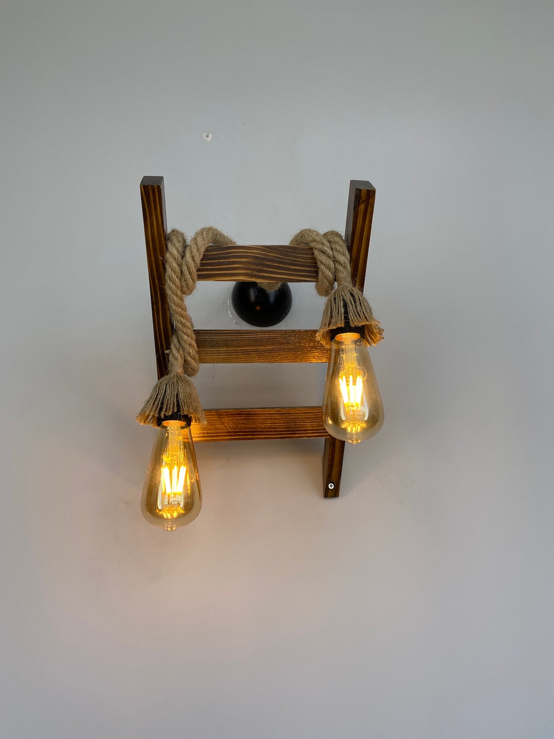 Rustic Wooden Ladder Wall Sconce, Farmhouse Wall Lamp for Wall Decor ...