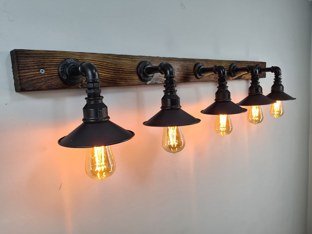 Rustic Bathroom Vanity Lighting, Reclaimed Wooden Wall Sconce ...