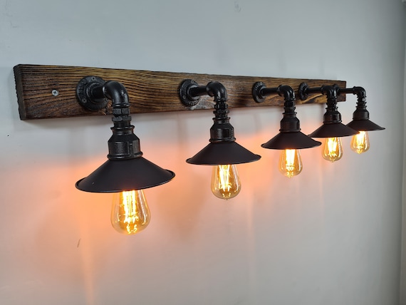 Rustic Bathroom Vanity Lighting Reclaimed Wooden Wall Sconce - Etsy