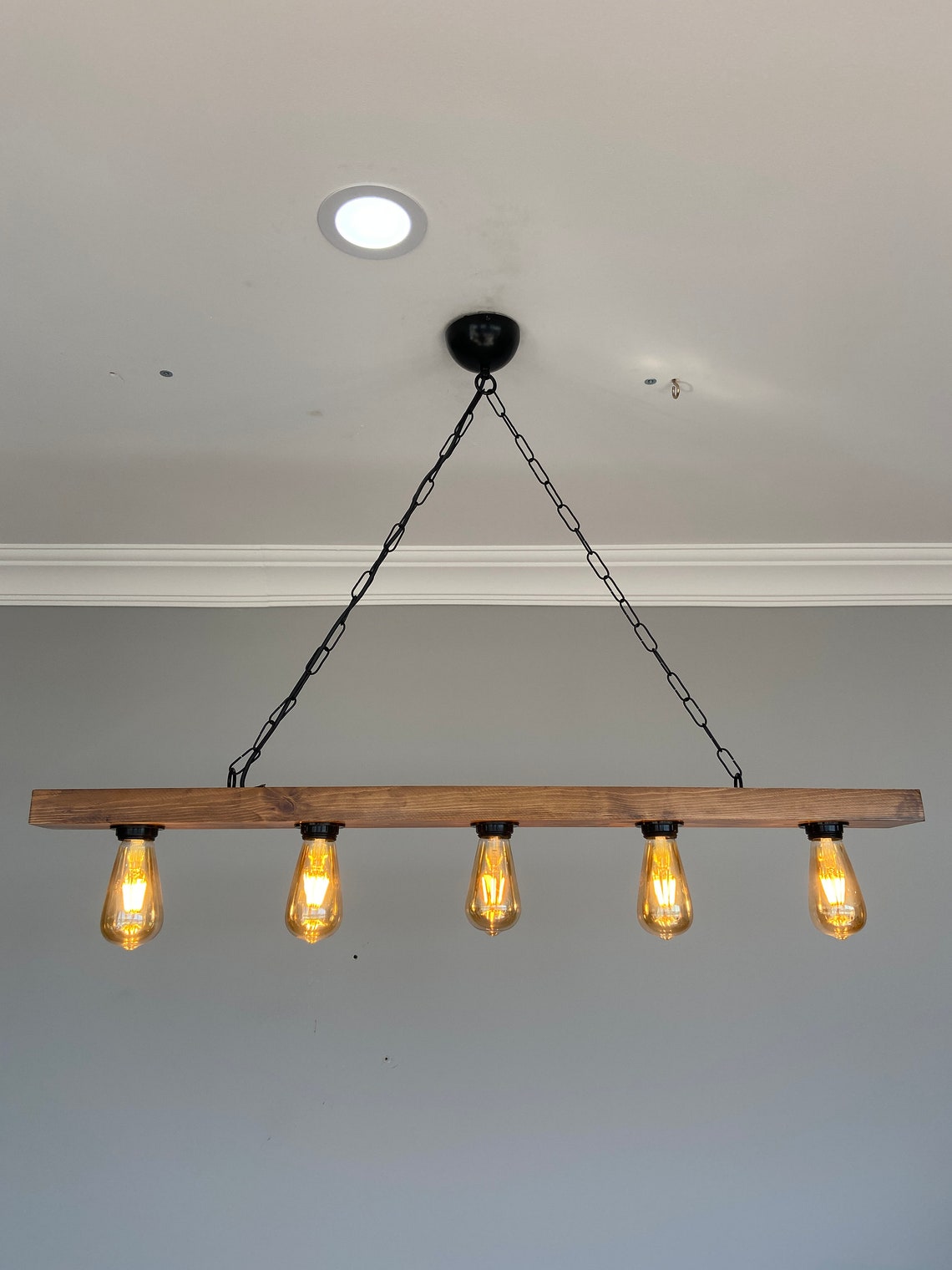 Rustic Lighting for Dining Room Wooden Farmhouse Pendant | Etsy