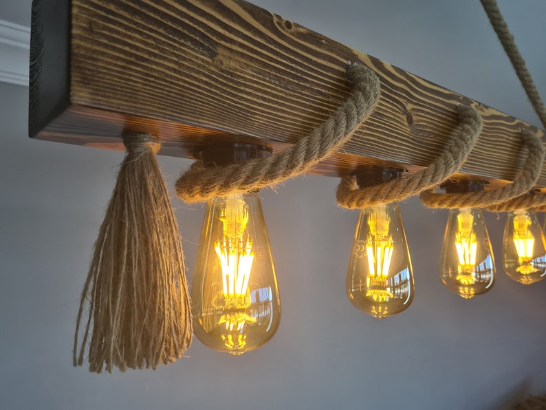 Wooden Beam Light Fixture Rustic Farmhouse Wood Chandelier - Etsy