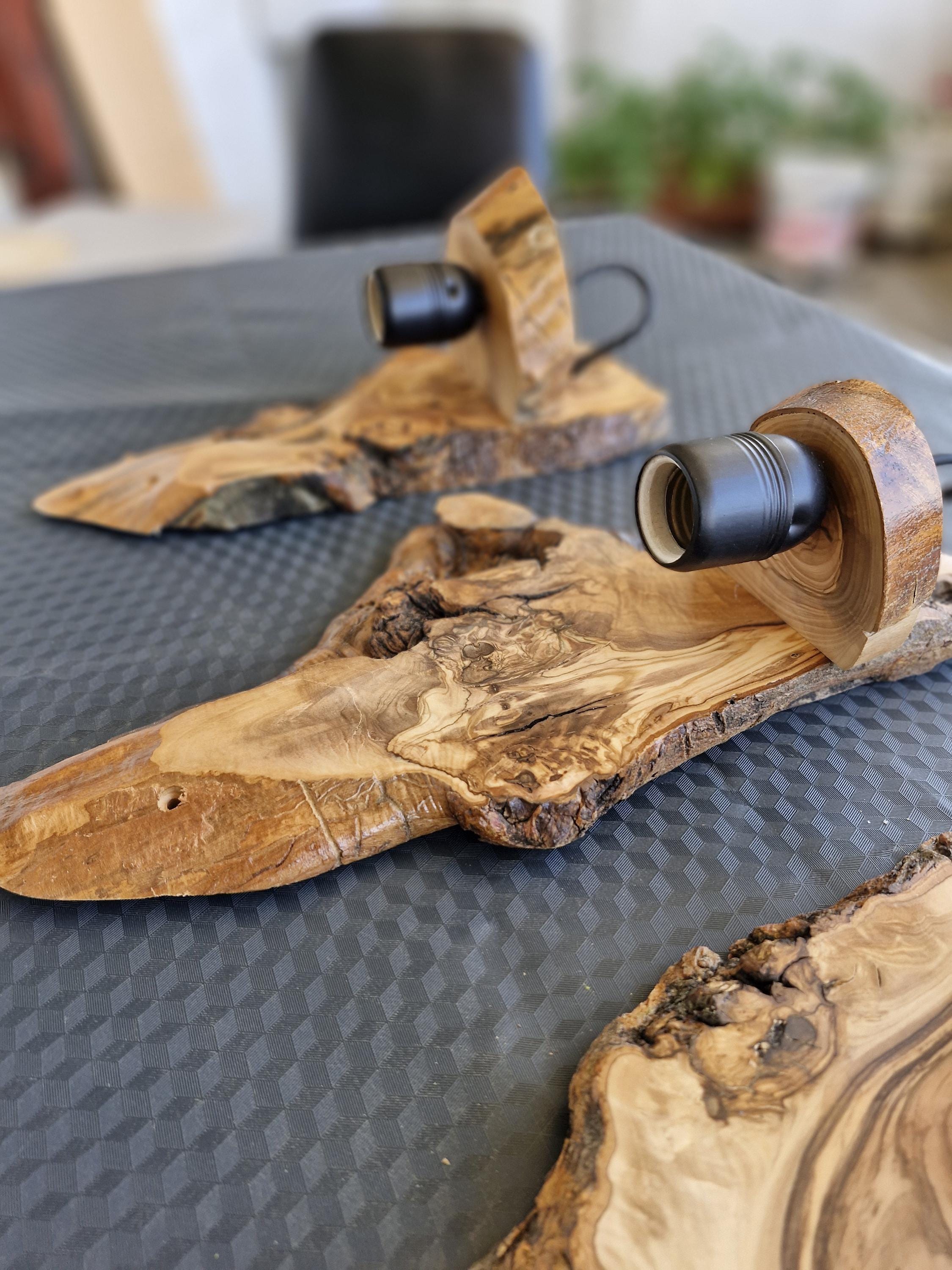 Unique Live Edge Olive Wood Wall Lamp, Rustic Wooden Wall Sconce ...