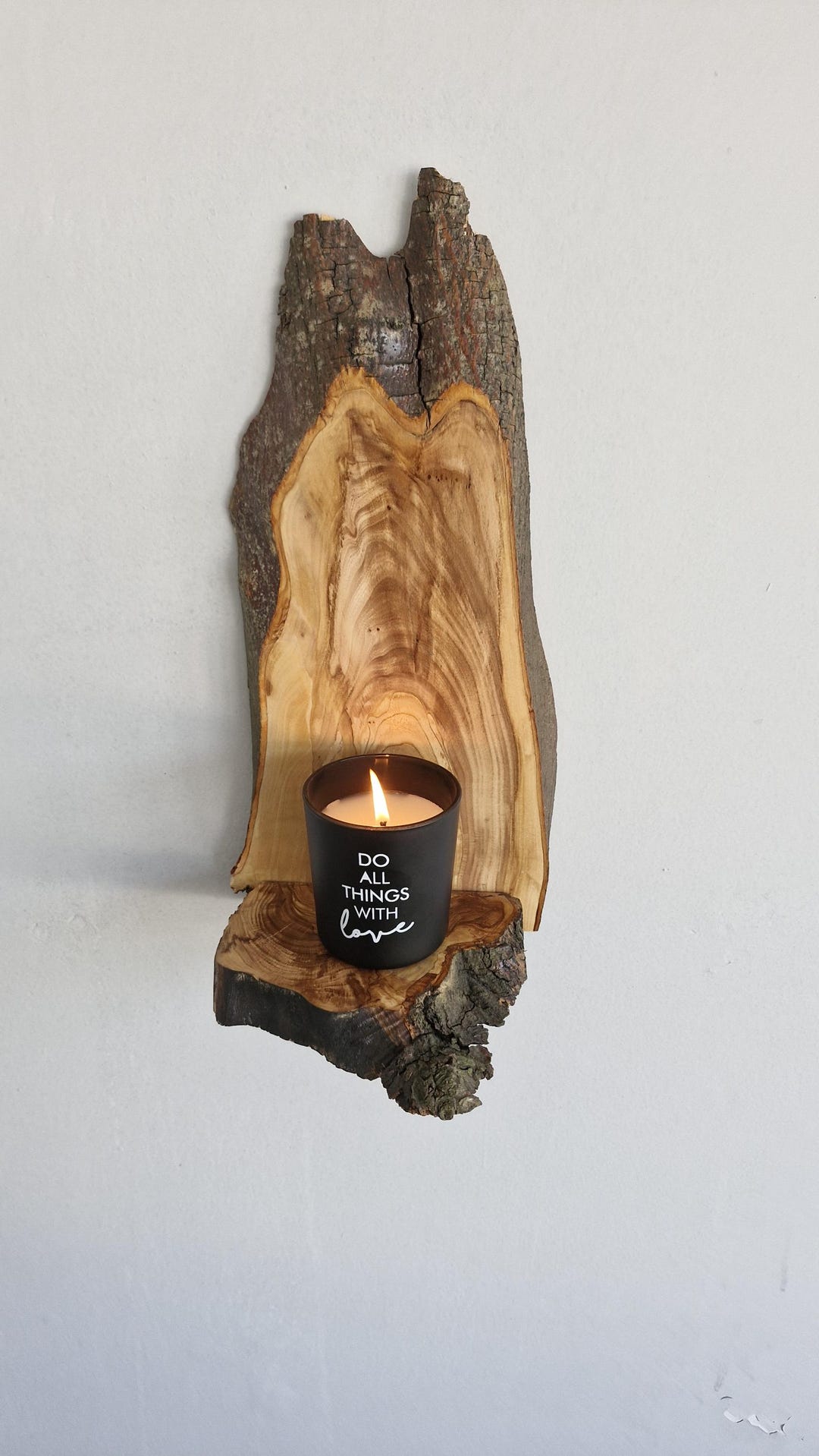 Live Edge Olive Wood Wall Candle Sconces, Farmhouse Candles Holders for ...