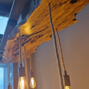 Live Edge Olive Wood Light Fixture for Kitchen Island, Rustic Unique ...