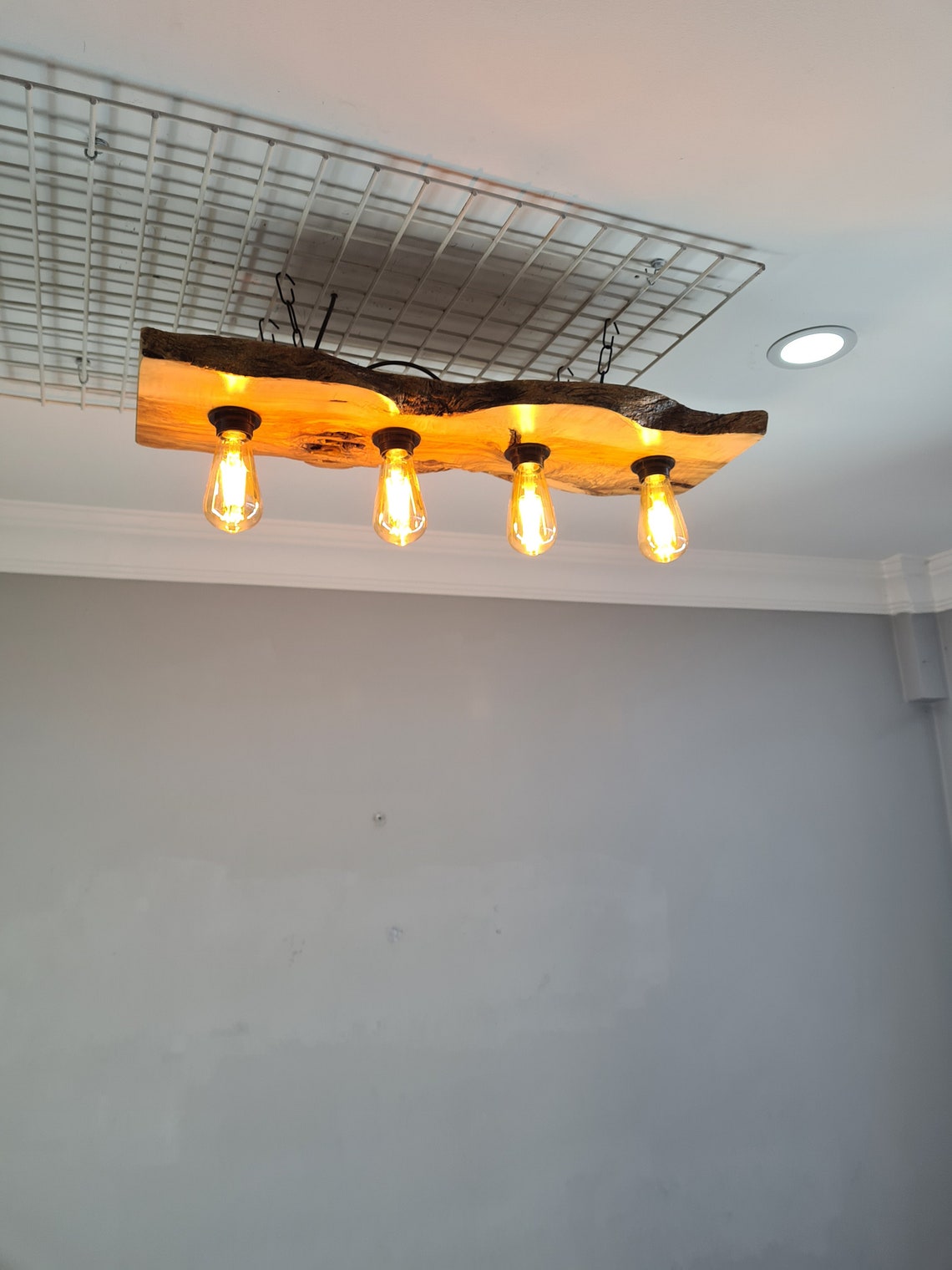 Live Edge Olive Wood Slab Pendant Chandelier, Rustic Lighting Fixture ...
