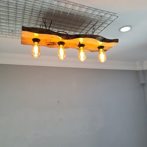 Live Edge Olive Wood Slab Pendant Chandelier, Rustic Lighting Fixture ...