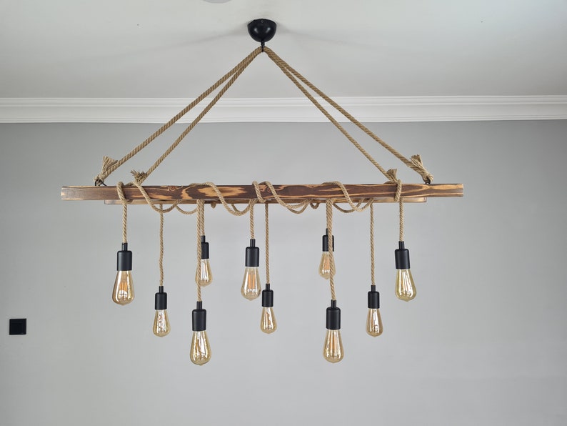 Farmhouse Wooden Ladder Pendant Chandelier Rustic Wood Light - Etsy
