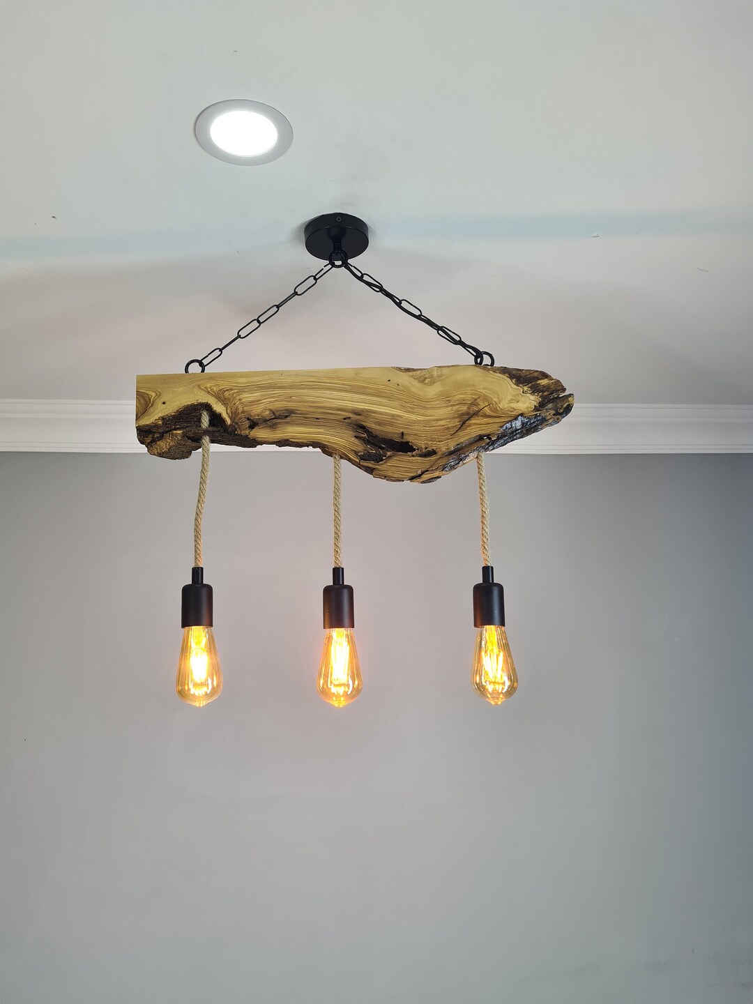 Rustic Live Edge Wooden Lighting Fixture Olive Burl Wood Slab - Etsy